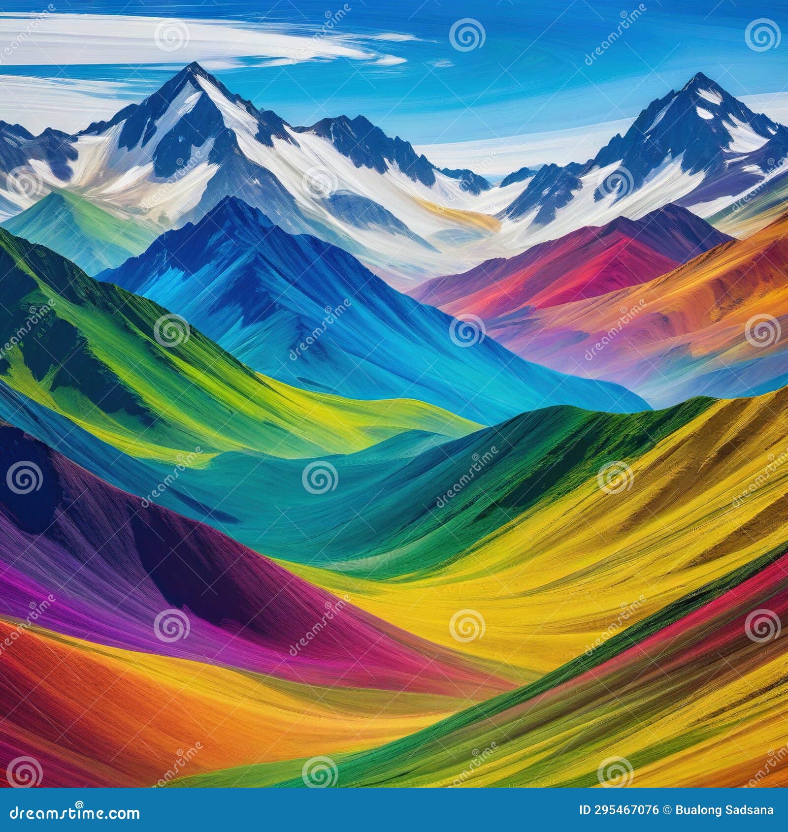 Abstract Colorful Mountain Landscape Stock Photo - Image of beautiful ...