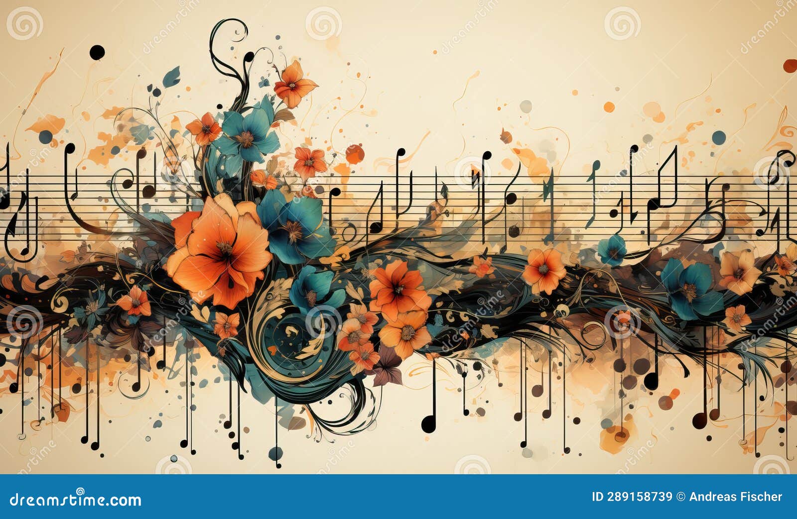 Abstract Colorful Musical Background with Notes, Instruments. Stock ...