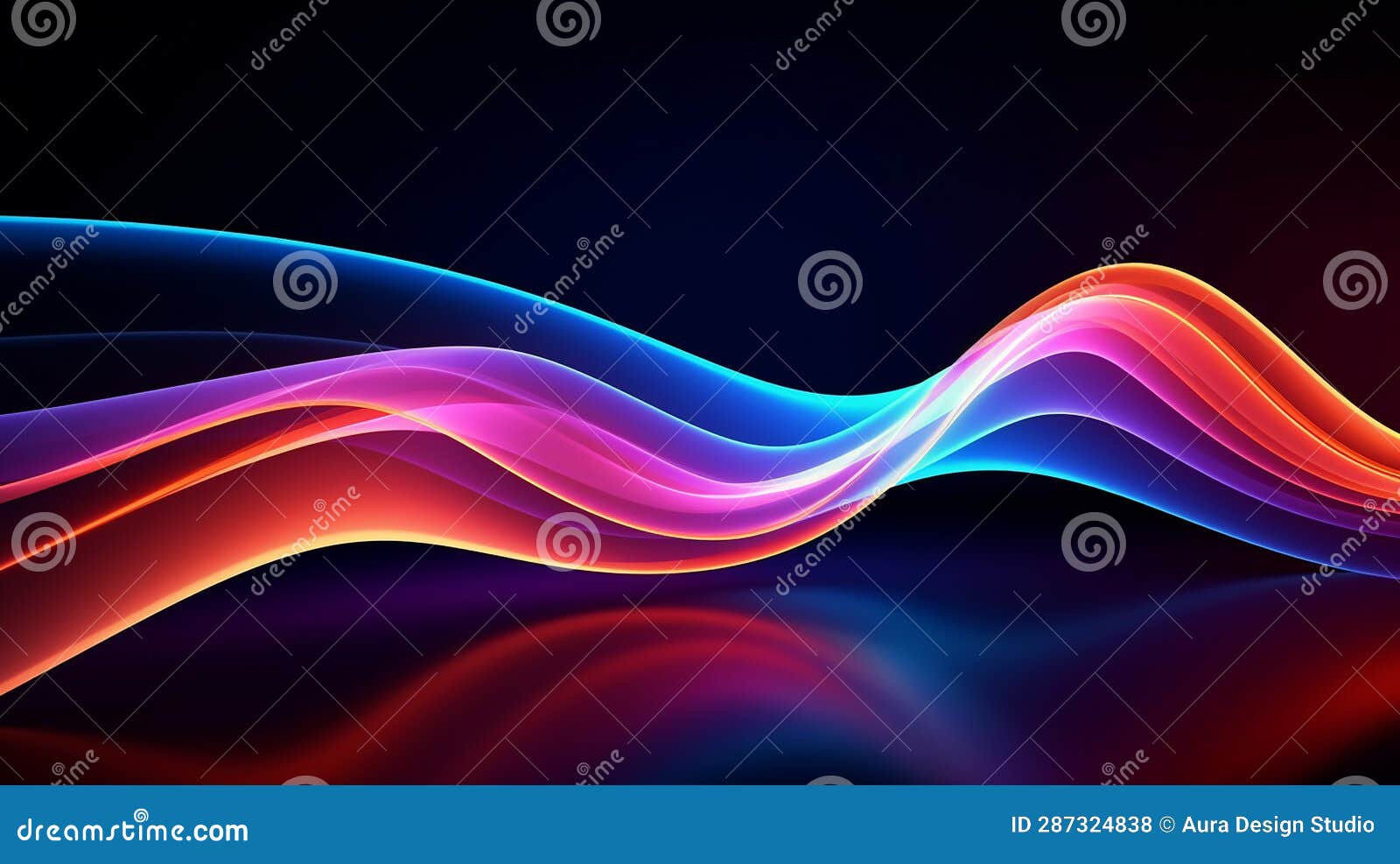 Abstract Colorful Neon Curvy Line with Loops Glowing 3d Rendering Stock Illustration ...
