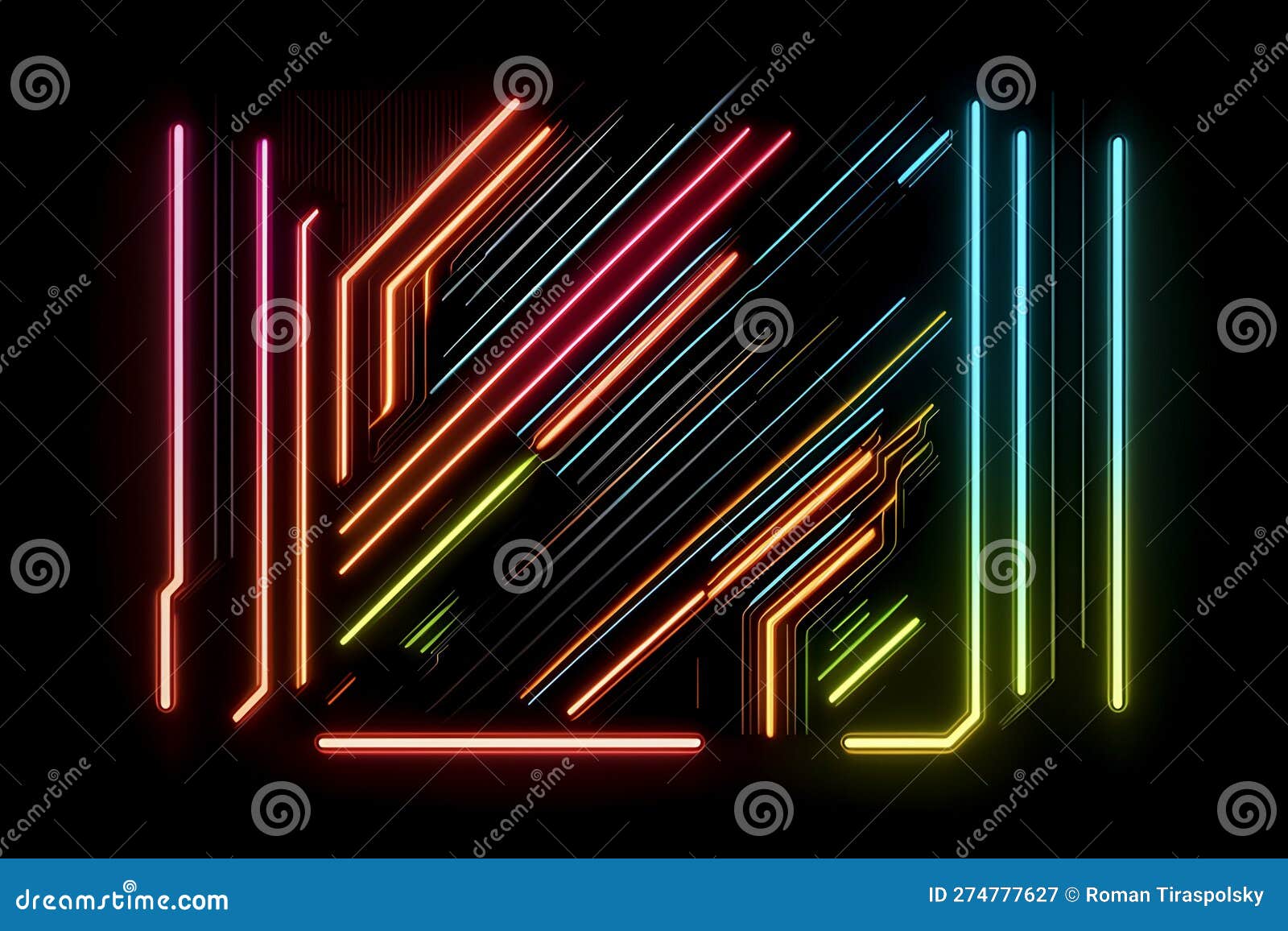 Linear neon lights stock illustration. Illustration of asymmetrical ...