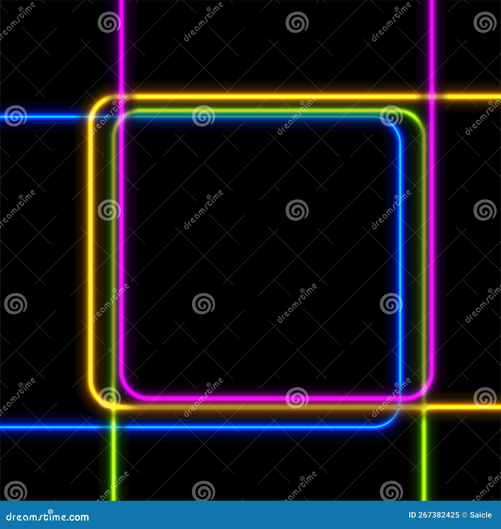 Abstract Colorful Neon Square Frame Abstract Background Stock Vector ...