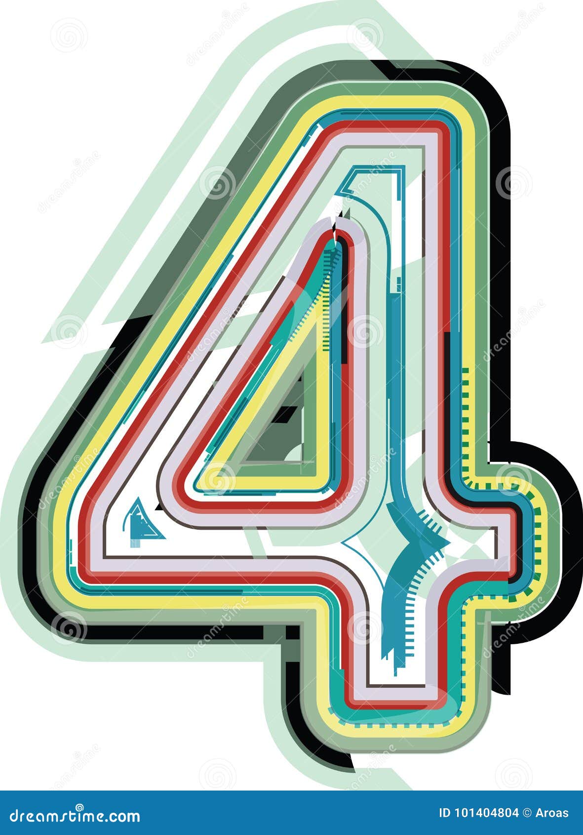 Abstract Colorful Number 4 stock vector. Illustration of grunge - 101404804
