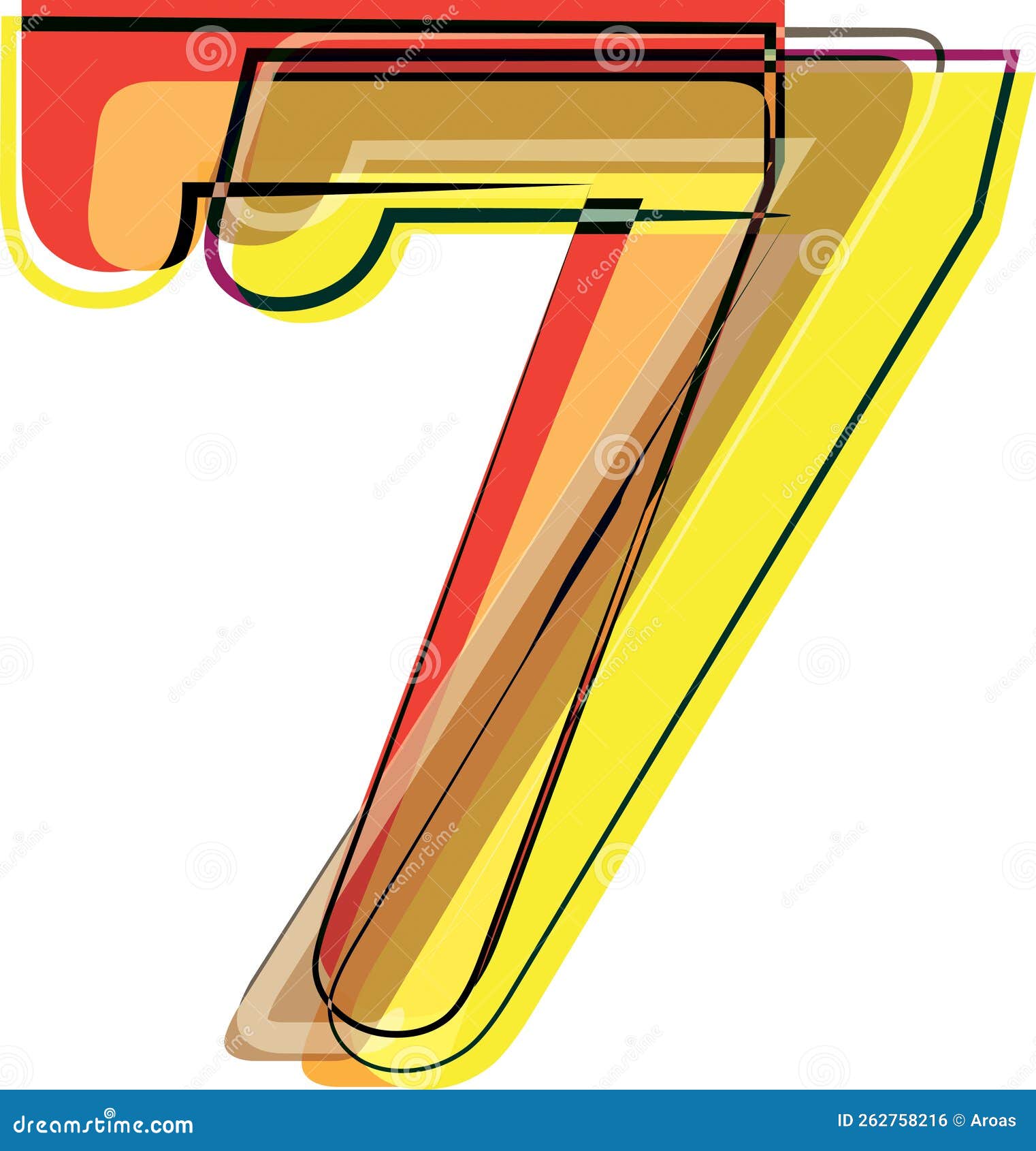 Abstract Colorful Number 7 stock vector. Illustration of doodle - 262758216