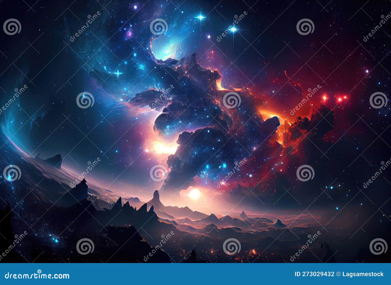 Abstract of Colorful Outer Space Planet Nebula and Galaxy Sky ...