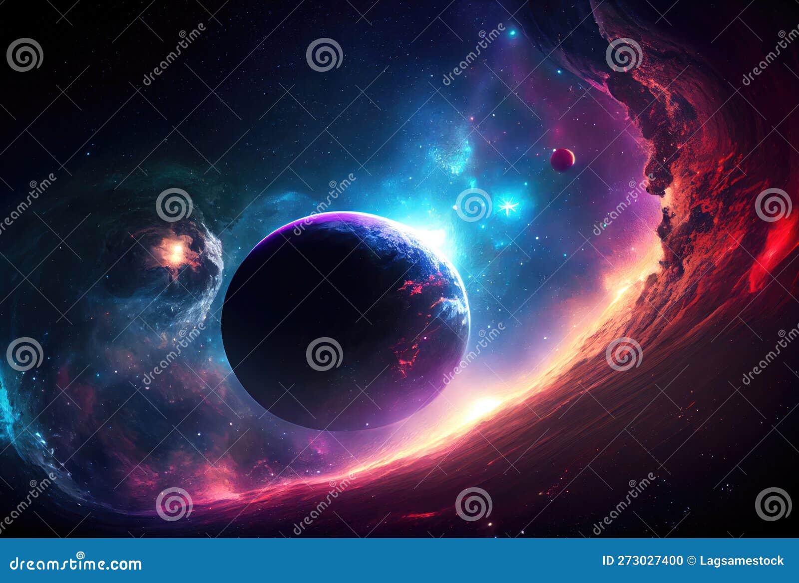 Abstract of Colorful Outer Space Planets Nebula and Galaxy Sky ...