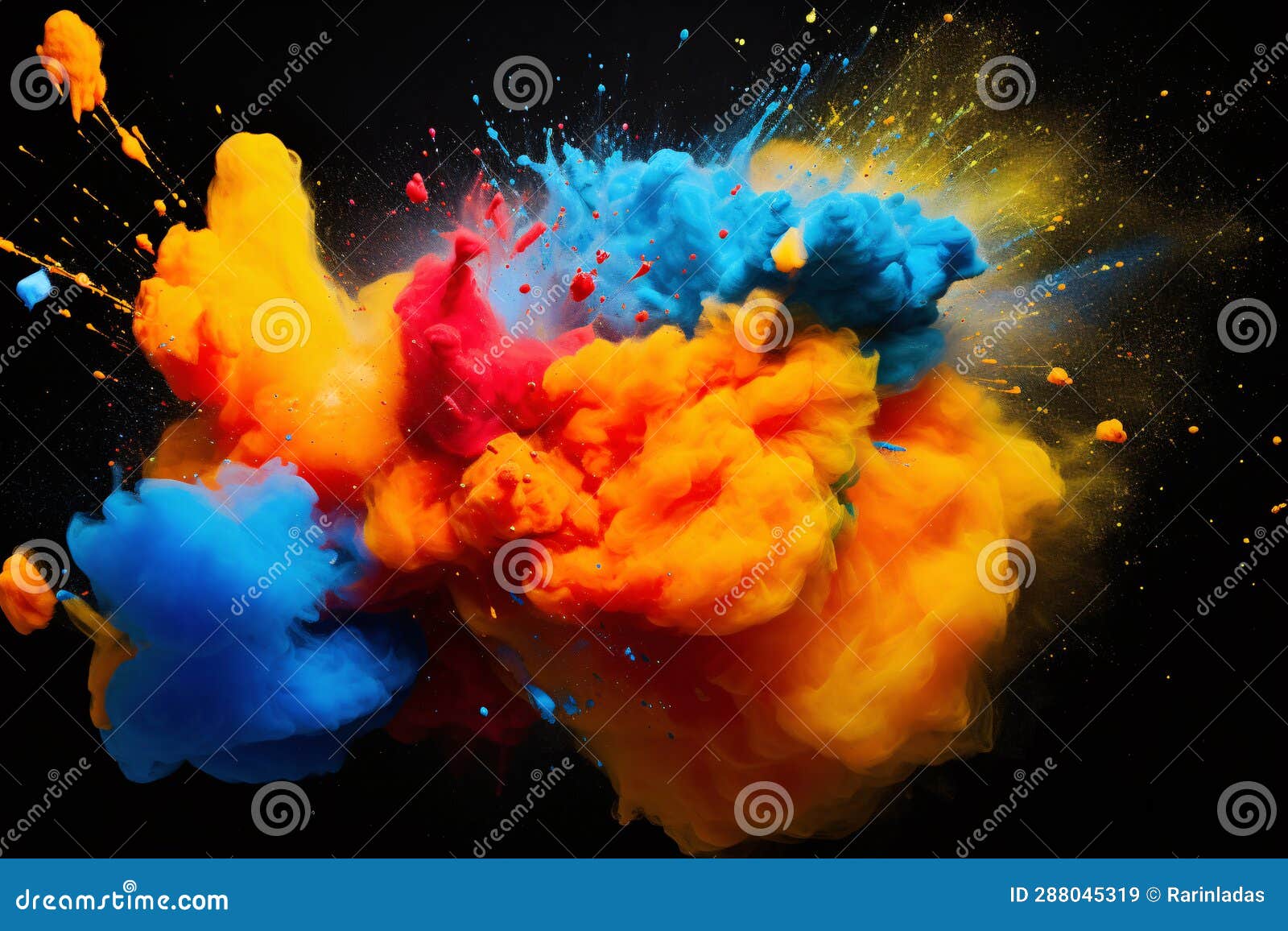 Abstract Colorful Paint Explosion on Black Background Stock ...