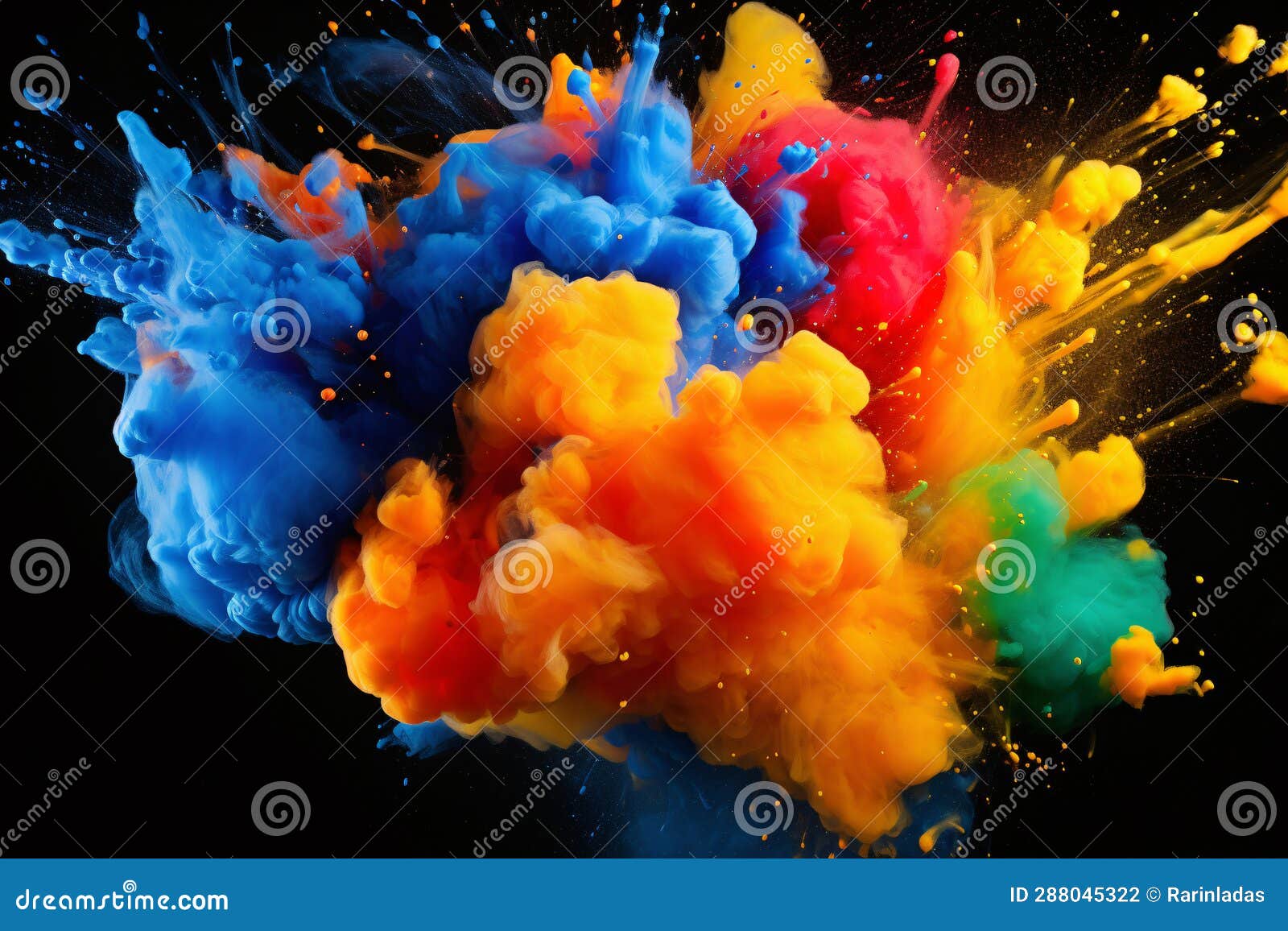 Abstract Colorful Paint Explosion on Black Background Stock ...