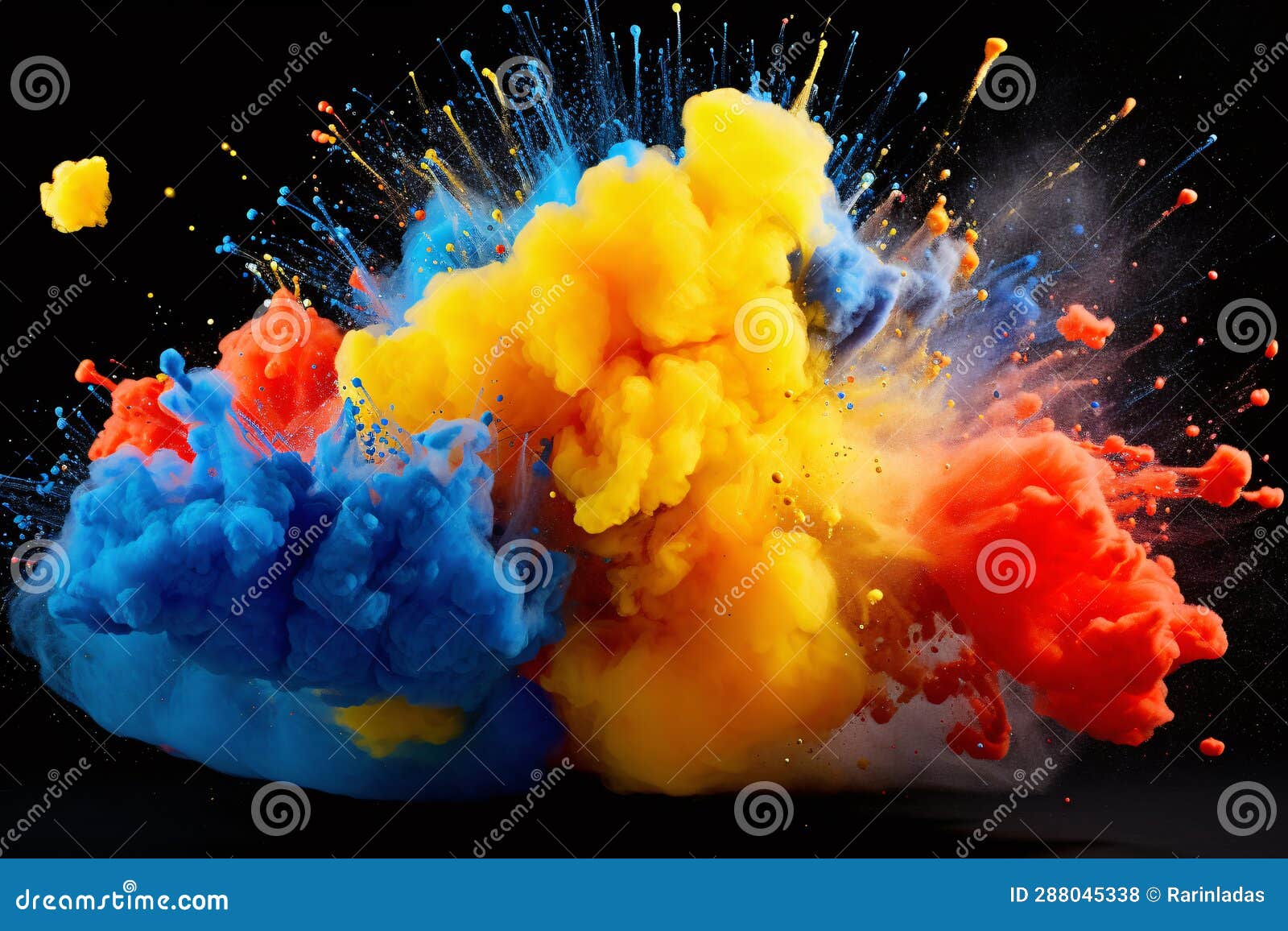 Abstract Colorful Paint Explosion on Black Background Stock ...