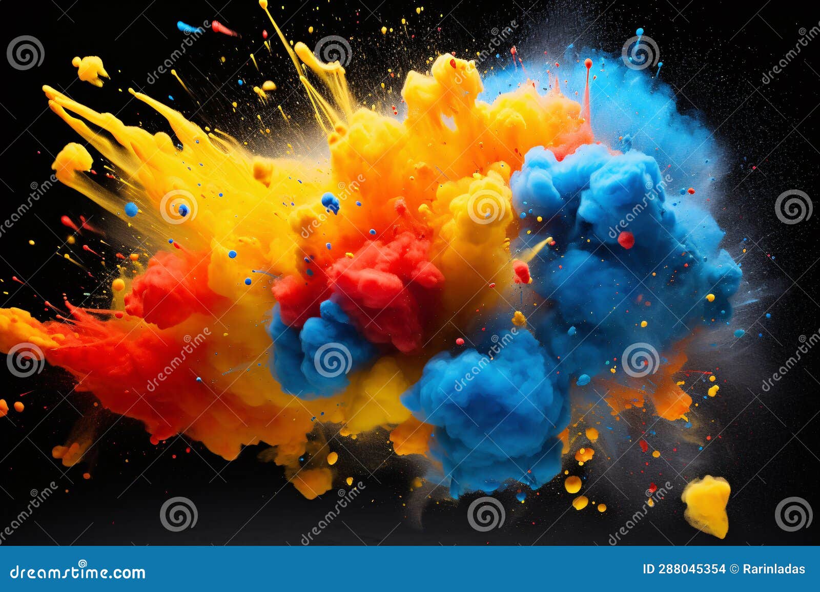 Abstract Colorful Paint Explosion on Black Background Stock ...