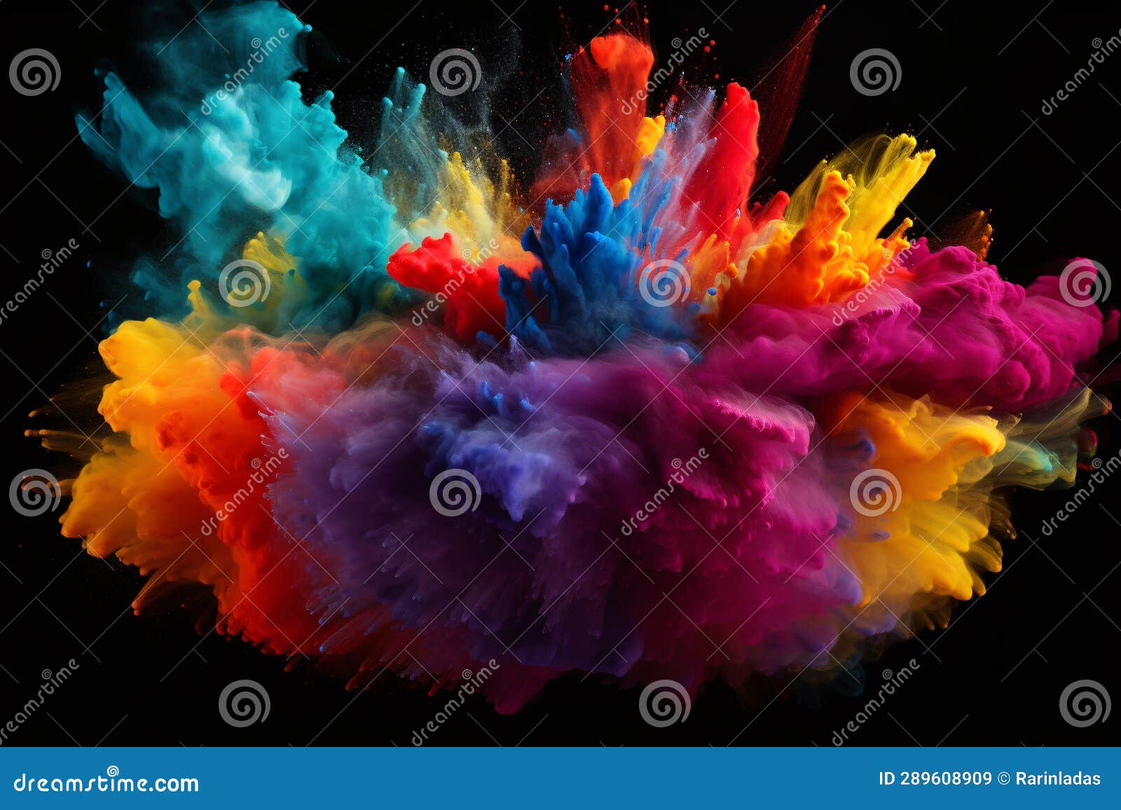 Abstract Colorful Paint Explosion on Black Background Stock ...