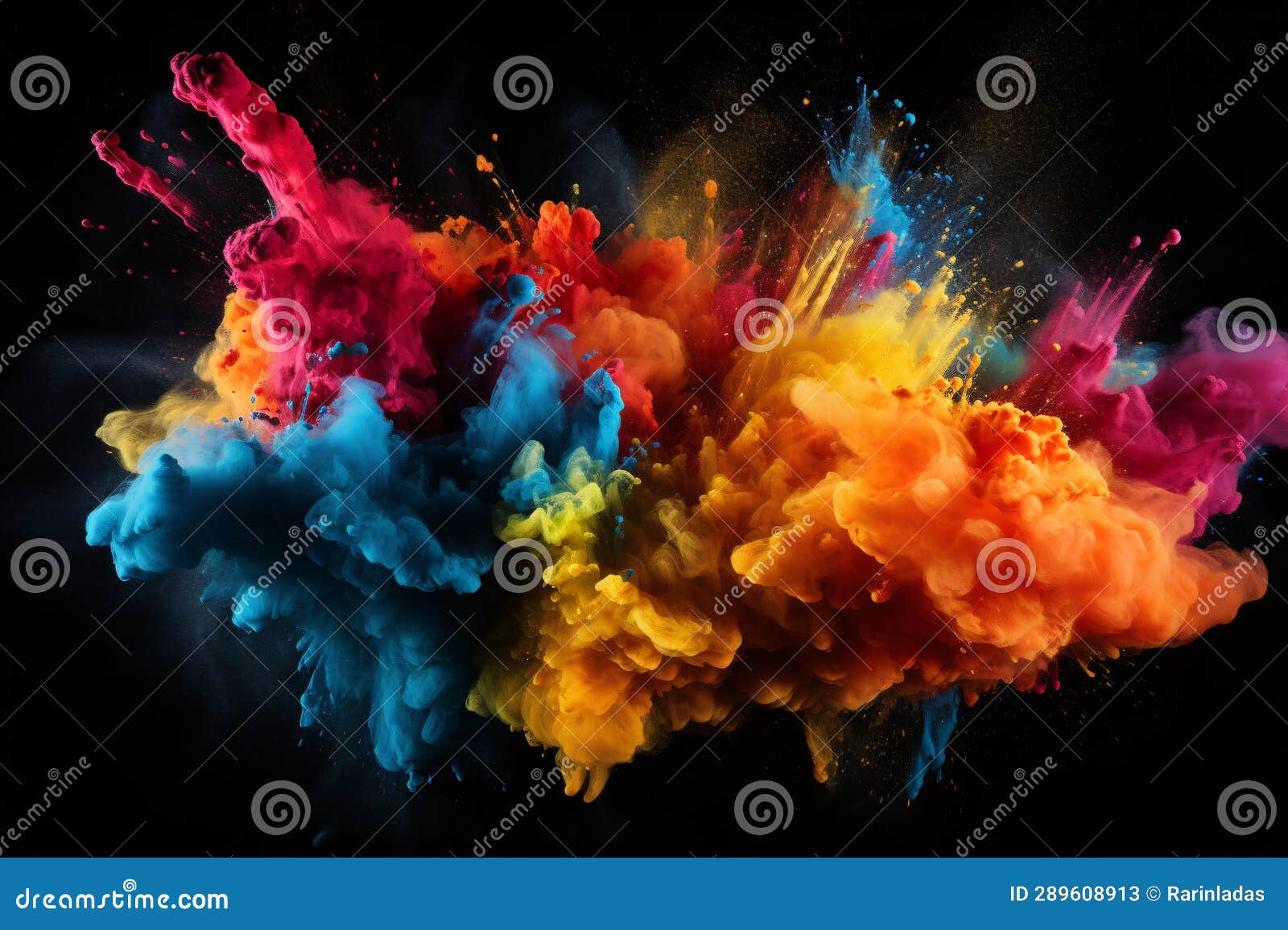 Abstract Colorful Paint Explosion on Black Background Stock ...
