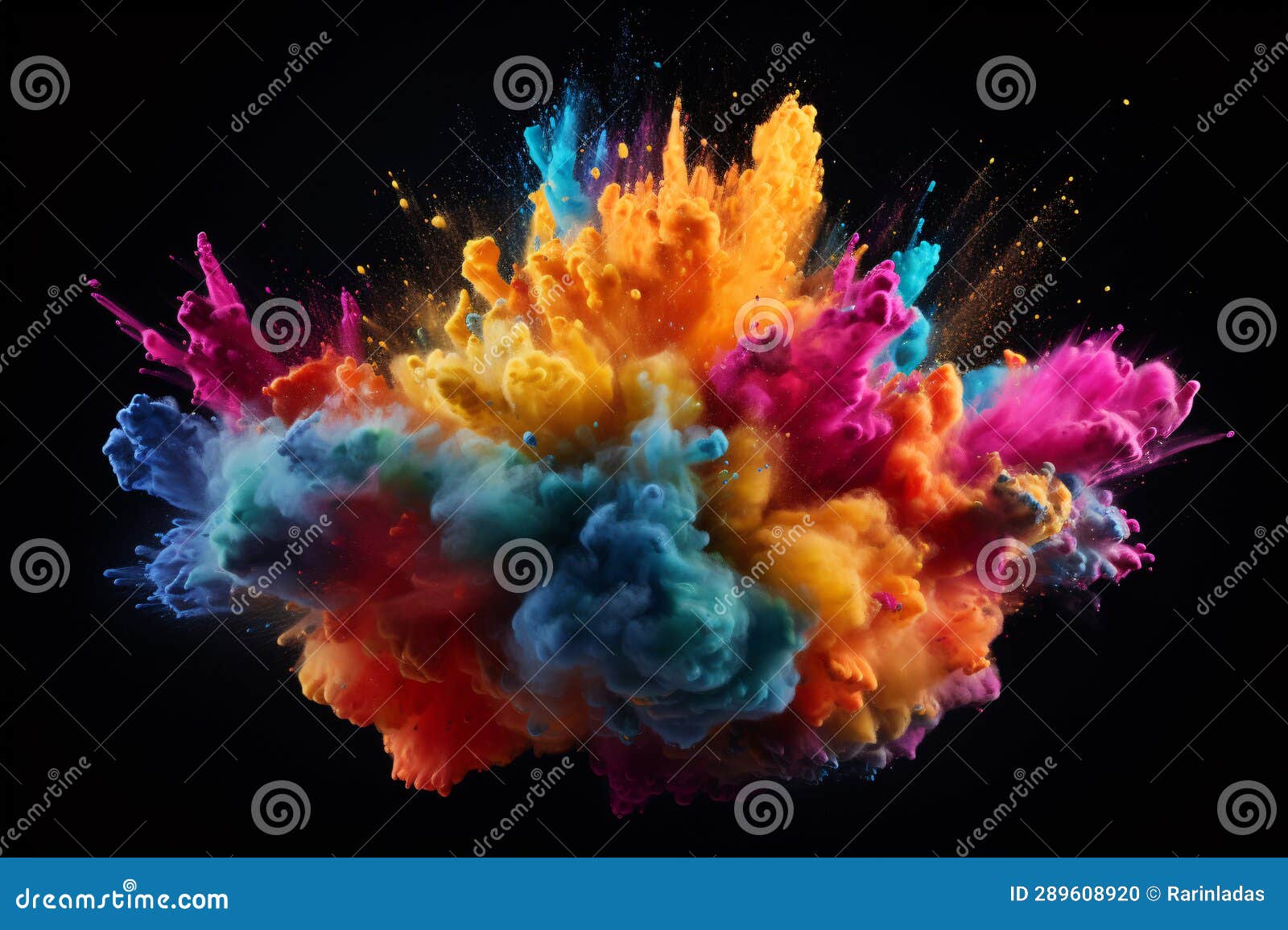 Abstract Colorful Paint Explosion on Black Background Stock ...