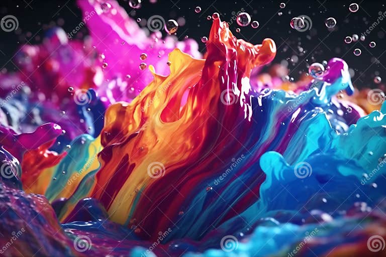 Abstract Colorful Paint Ink Explode Diffusion. Generative AI Stock ...