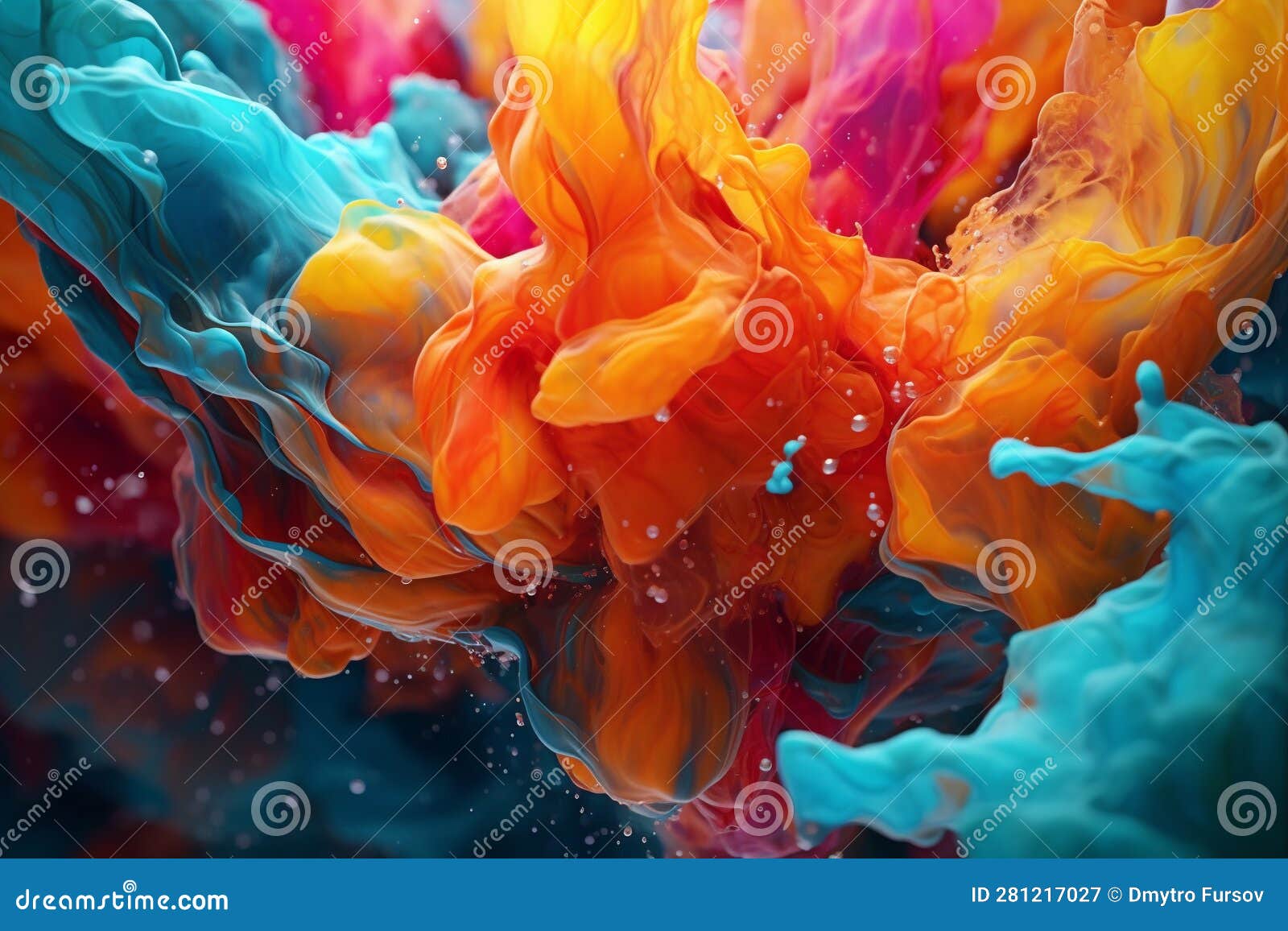Abstract Colorful Paint Ink Explode Diffusion. Generative AI Stock ...