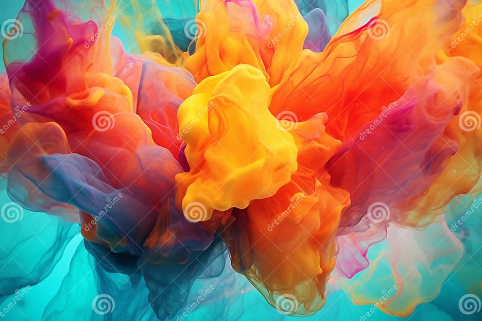 Abstract Colorful Paint Ink Explode Diffusion. Generative AI Stock ...