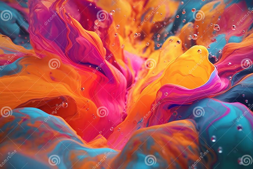 Abstract Colorful Paint Ink Explode Diffusion. Generative AI Stock ...