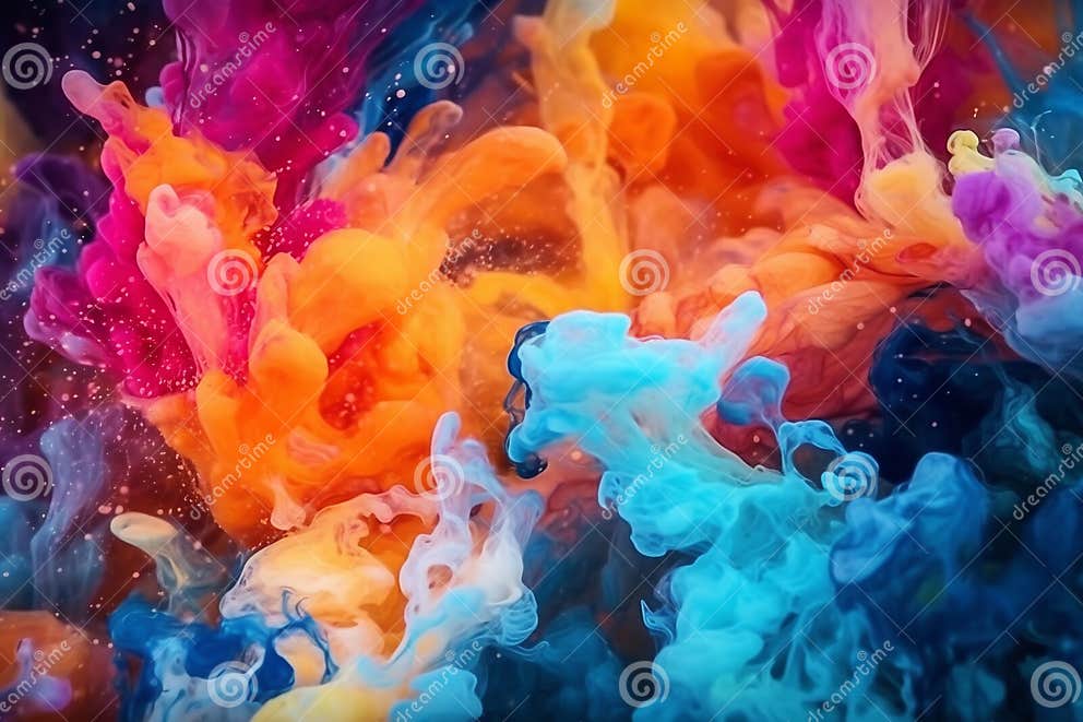 Abstract Colorful Paint Ink Explode Diffusion. Generative AI Stock ...