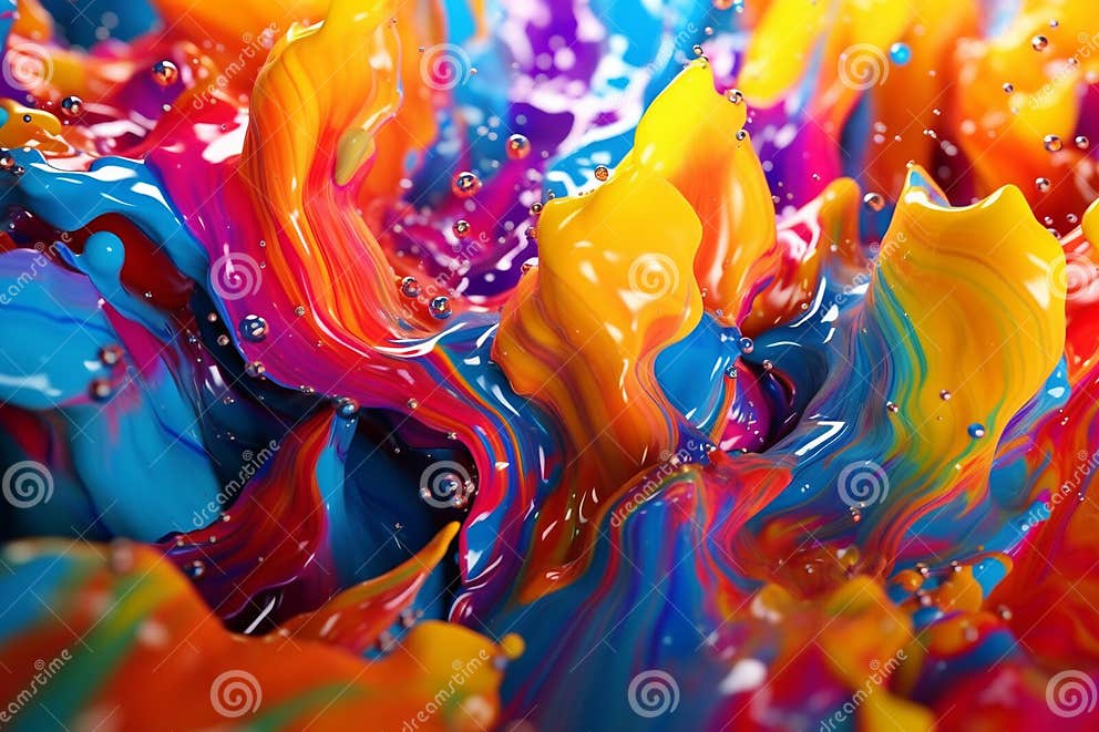 Abstract Colorful Paint Ink Explode Diffusion. Generative AI Stock ...