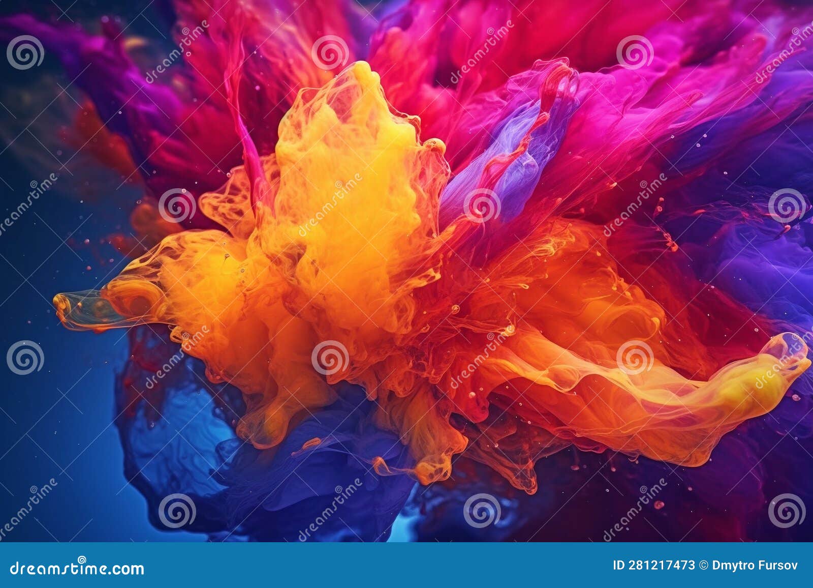 Abstract Colorful Paint Ink Explode Diffusion. Generative AI Stock ...
