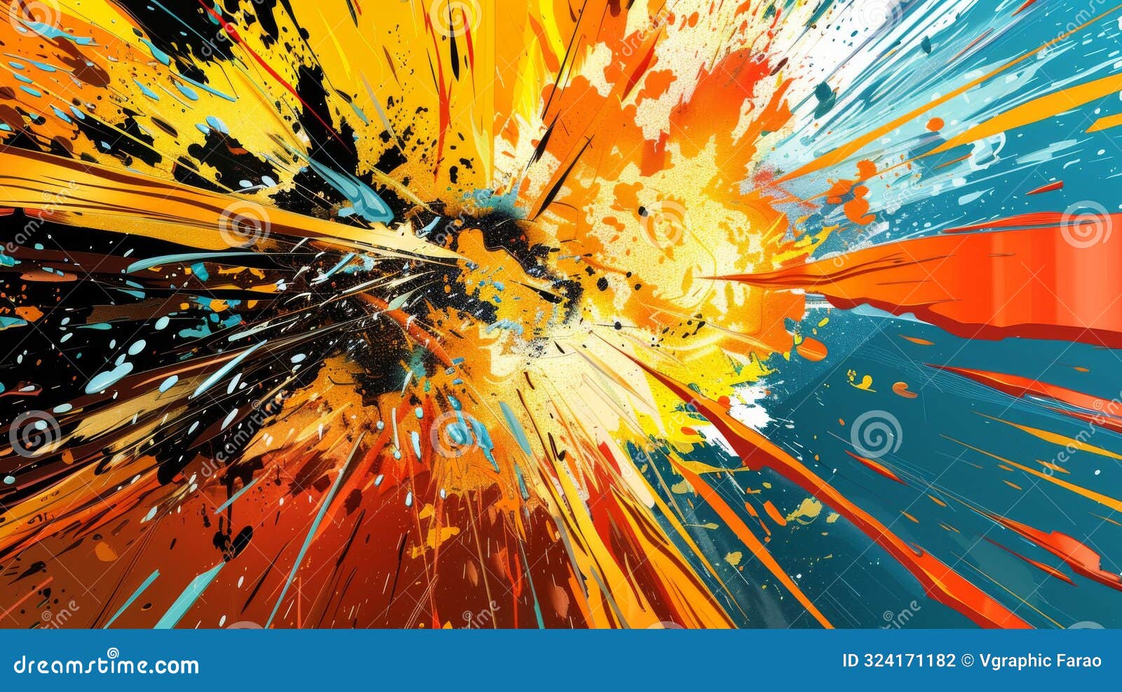 Abstract Colorful Paint Splatter, Energetic Burst of Colors Stock Photo ...