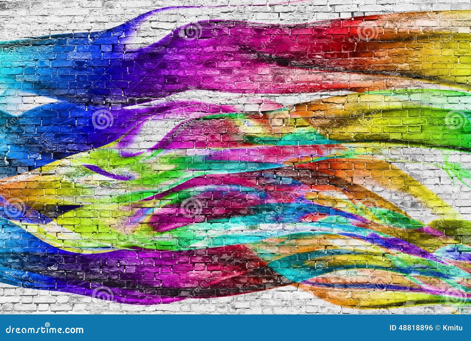 Abstract Colorful Painting Over Brick Wall Stock Illustration ...