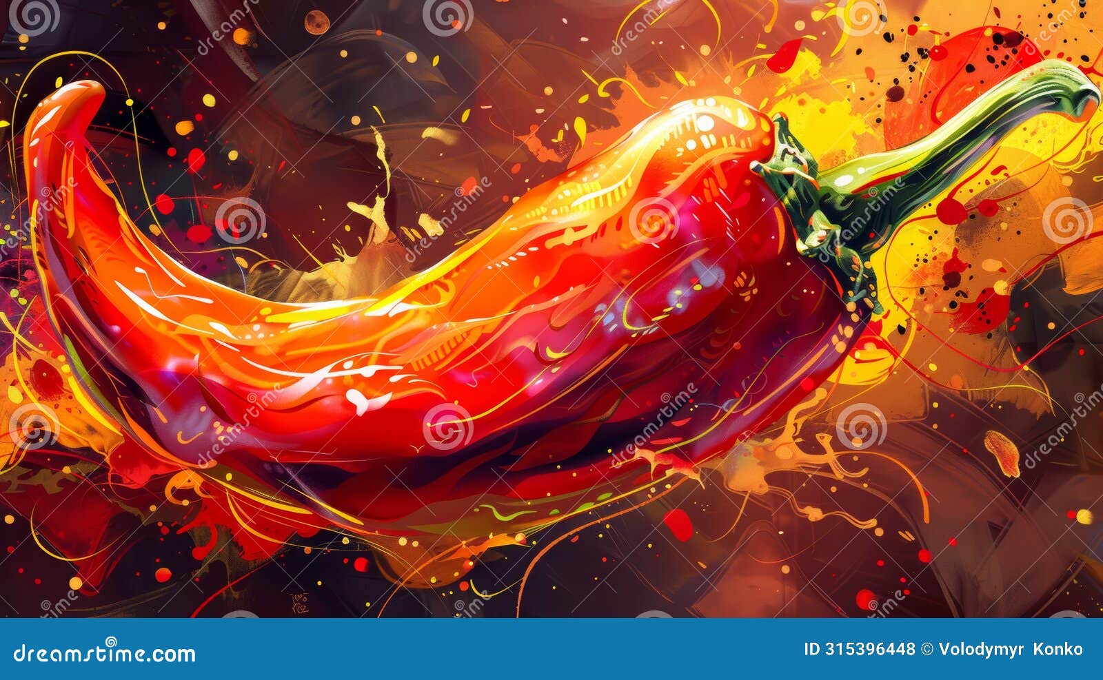 Abstract Colorful Pepper Splash Illustration Stock Photo - Image of ...
