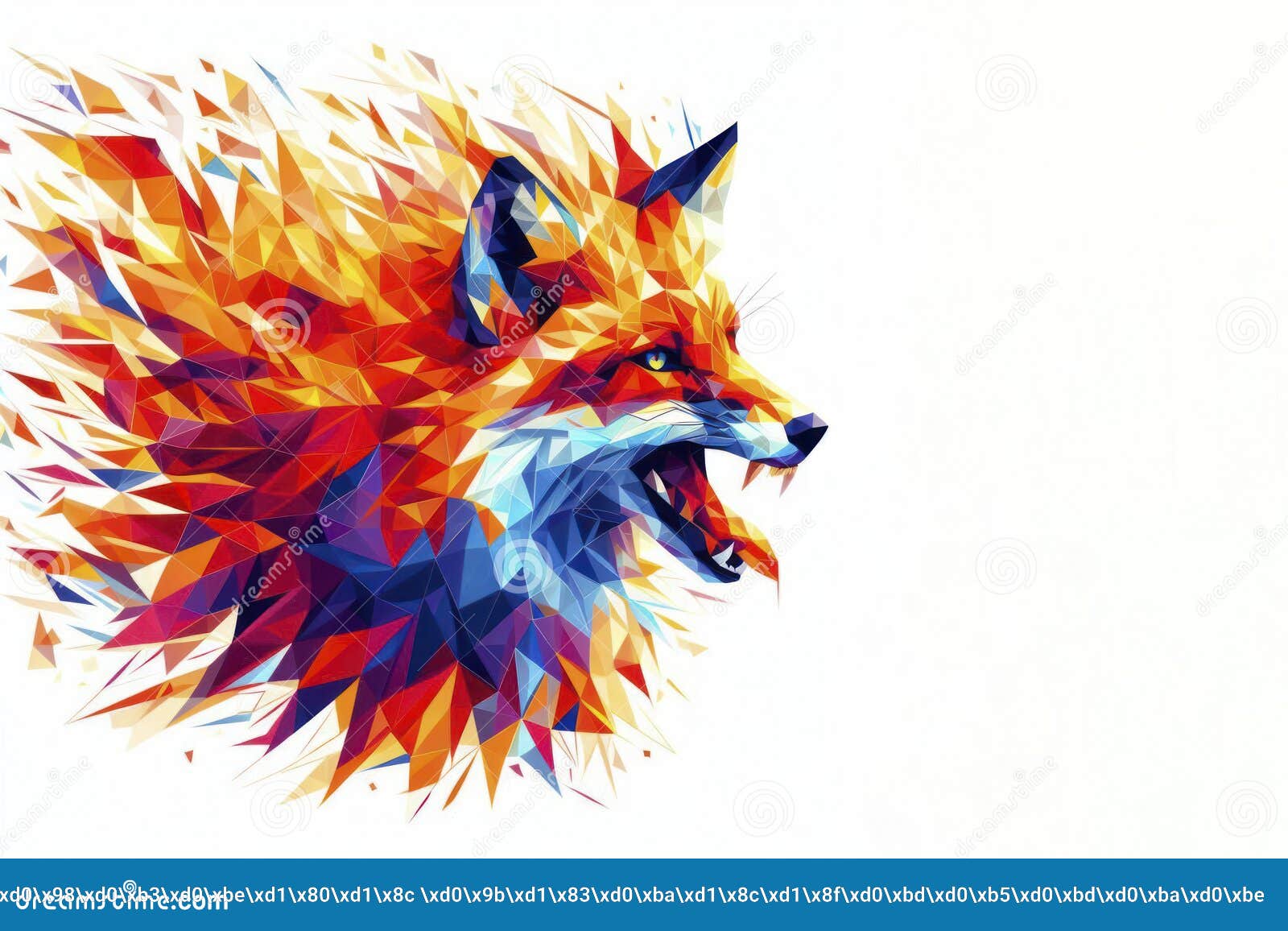 Abstract Colorful Polygon Fox Fierce on Fire on a White Background. Ai ...