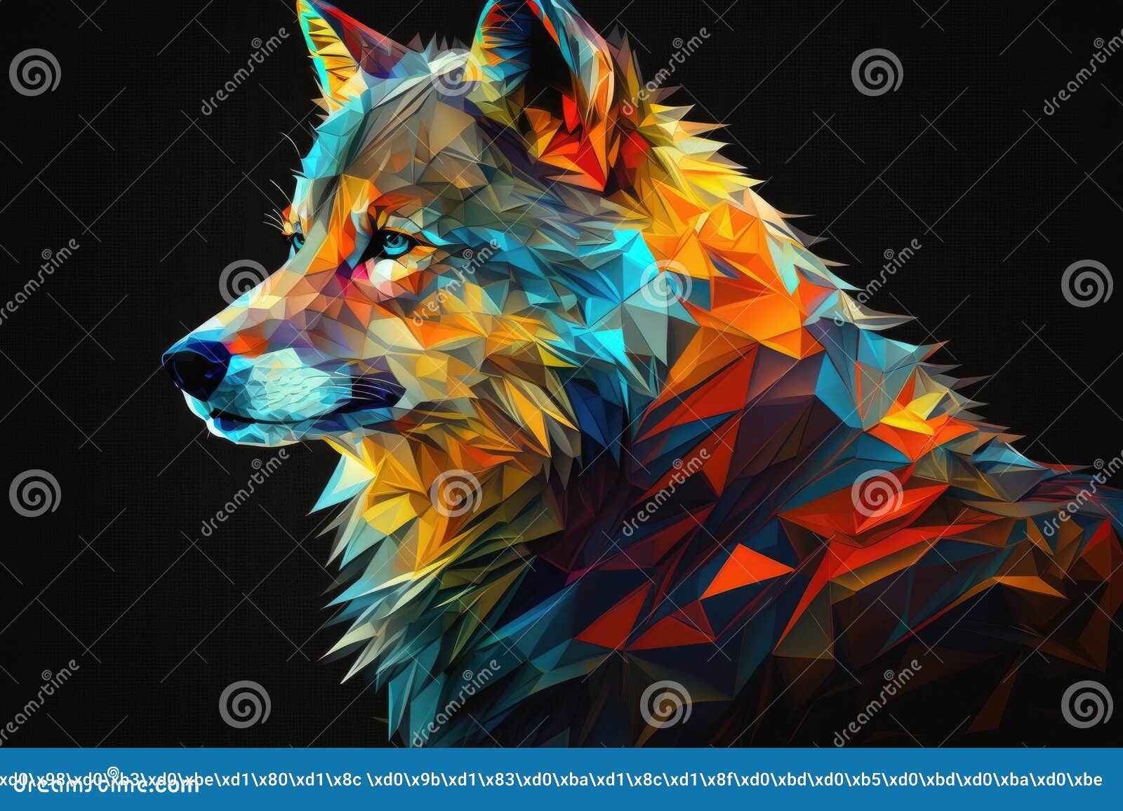 Abstract Colorful Polygon Wolf. Ai Generative Stock Illustration ...
