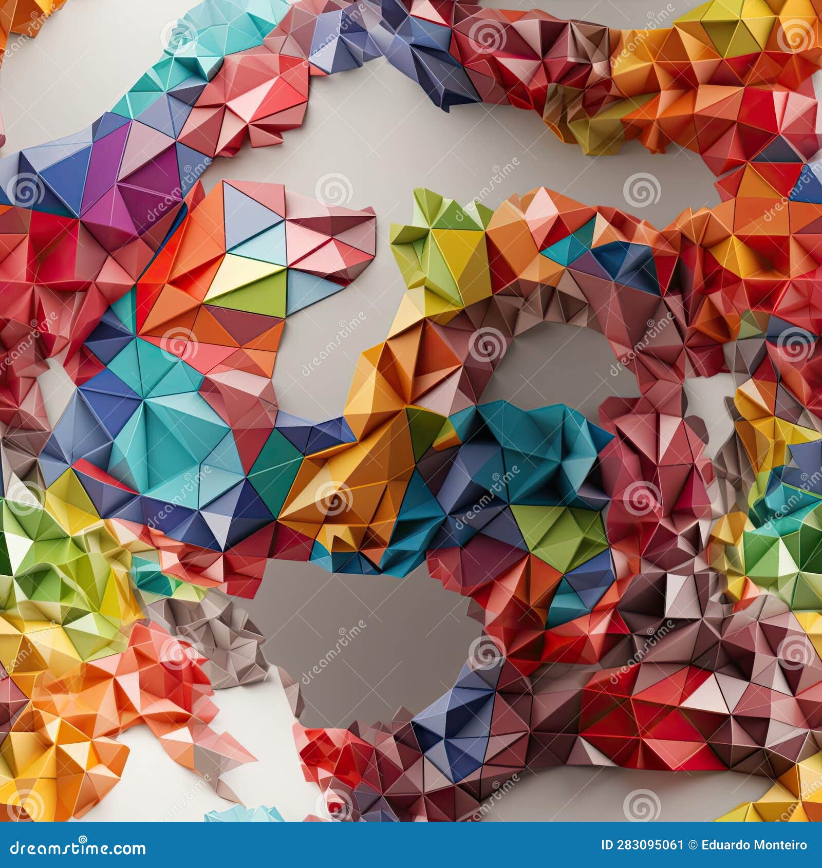 Abstract Colorful Polygons Pattern on White Background Resembling Three ...