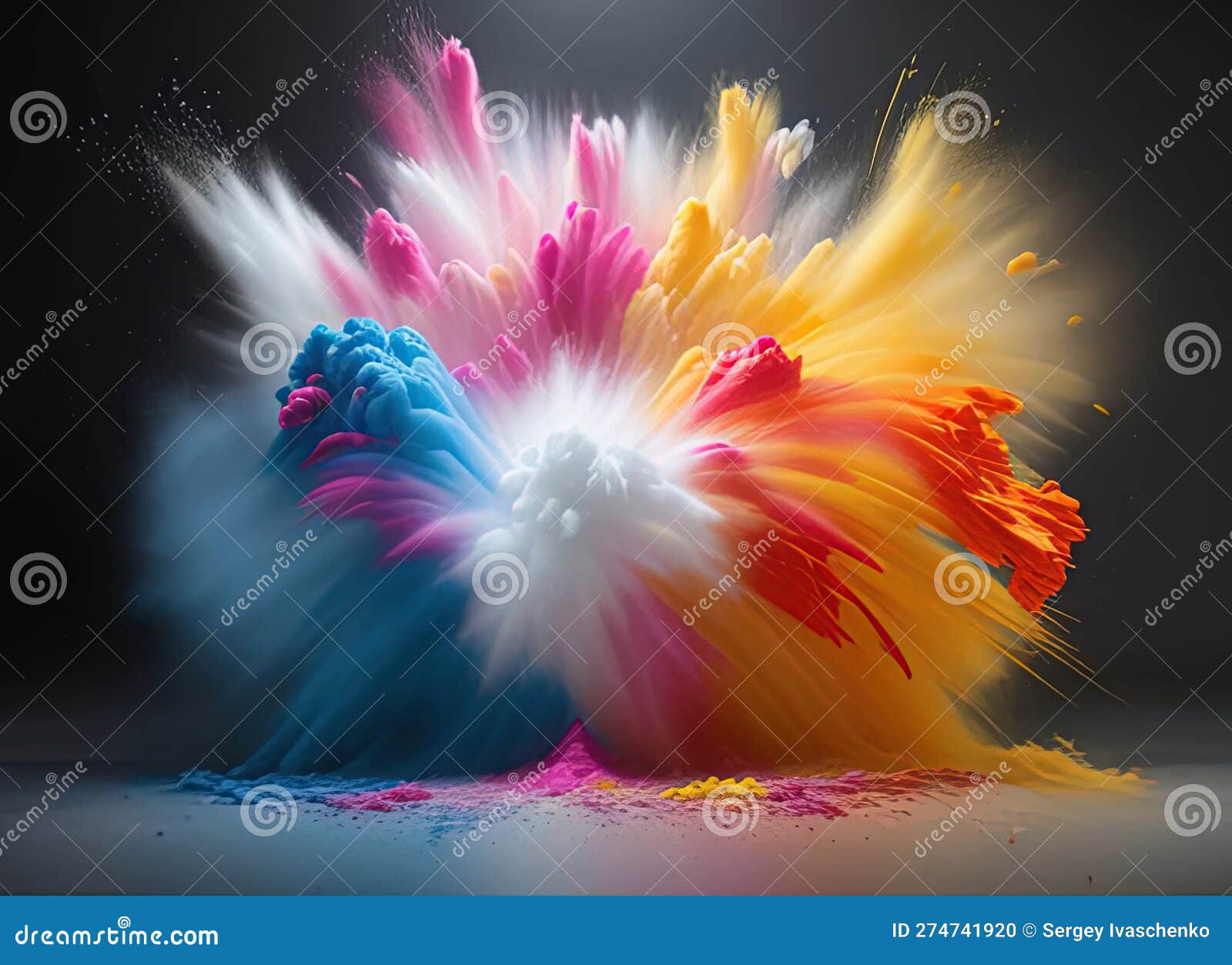Abstract Colorful Powder, Illustration. Explosion of Multicolored ...