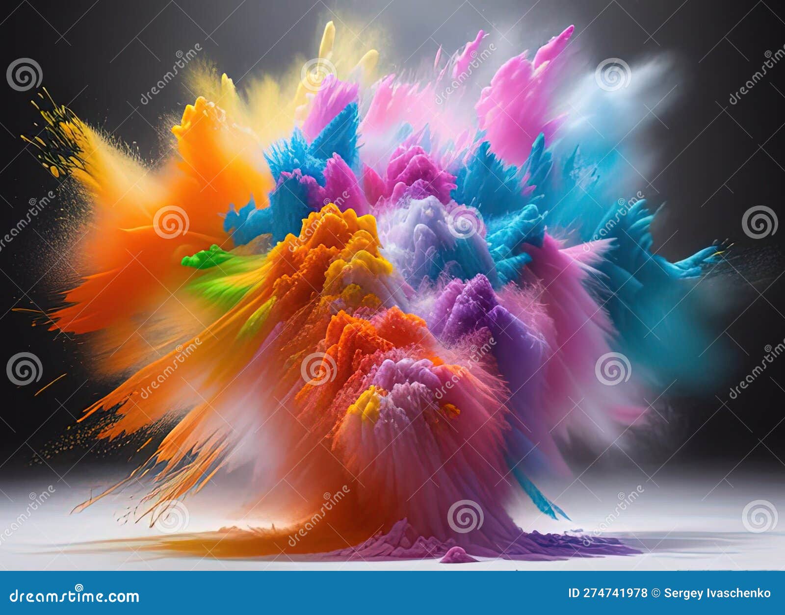 Abstract Colorful Powder, Illustration. Explosion of Multicolored ...