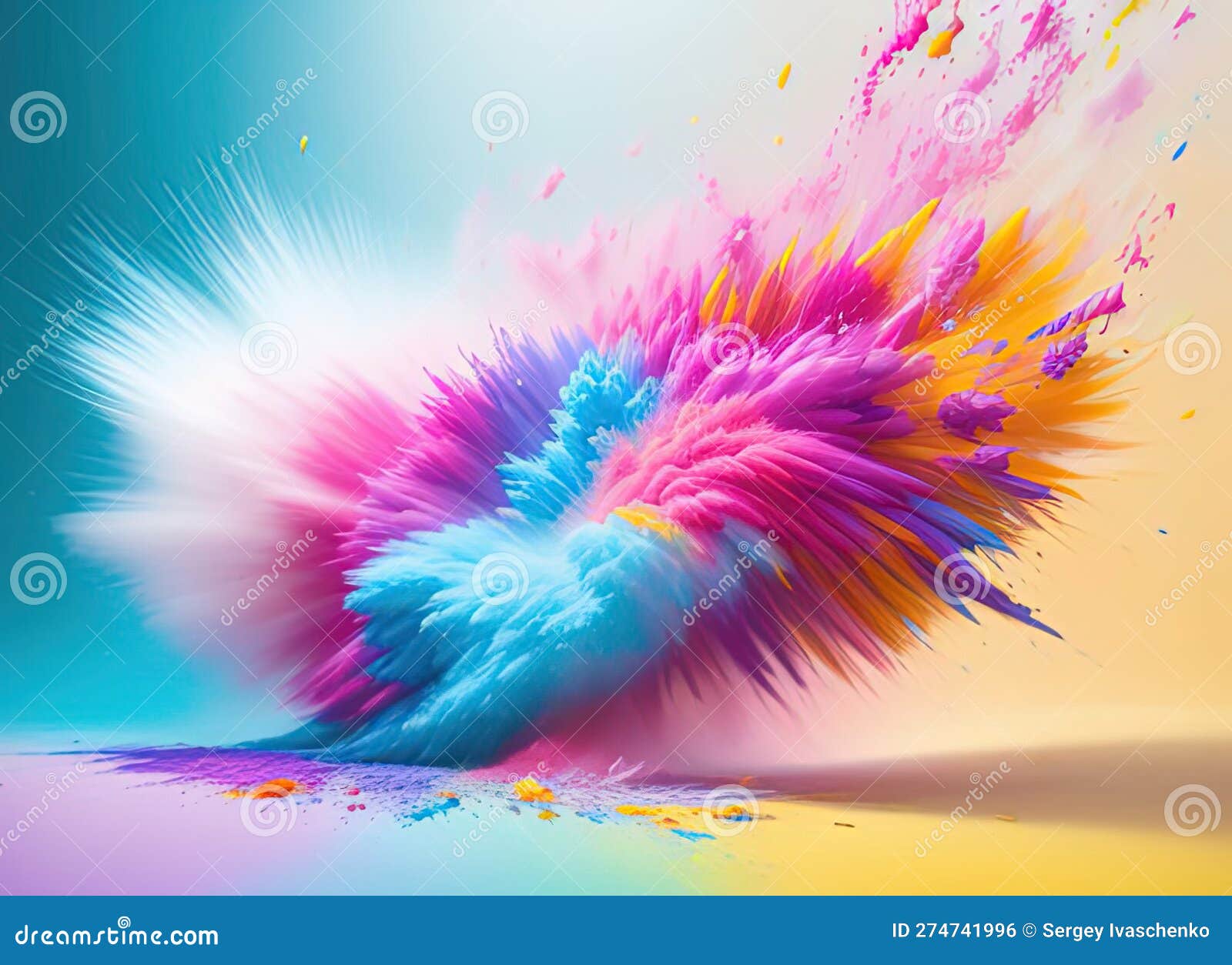 Abstract Colorful Powder, Illustration. Explosion of Multicolored ...