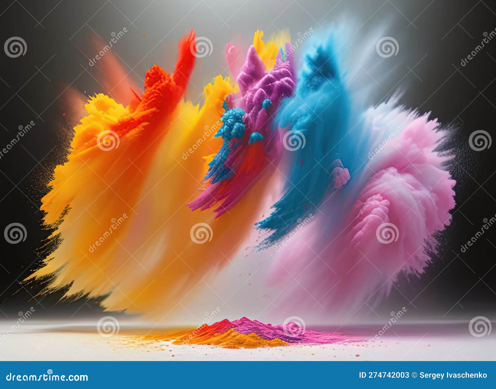 Abstract Colorful Powder, Illustration. Explosion of Multicolored ...