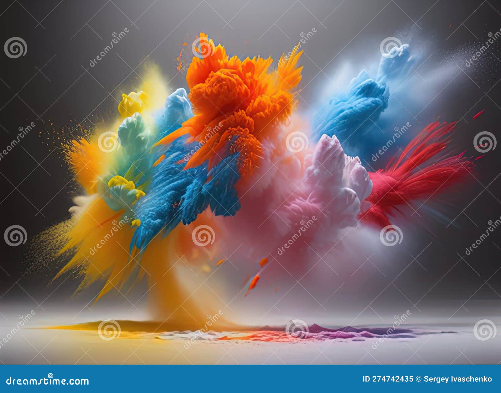 Abstract Colorful Powder, Illustration. Explosion of Multicolored ...