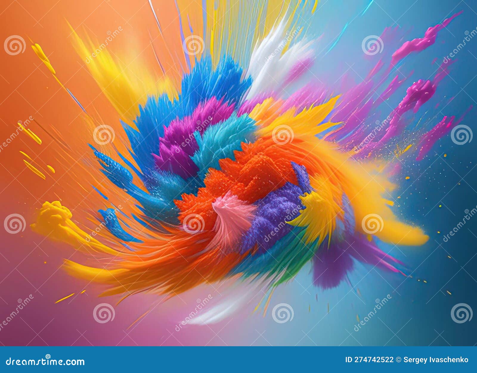 Abstract Colorful Powder, Illustration. Explosion of Multicolored ...