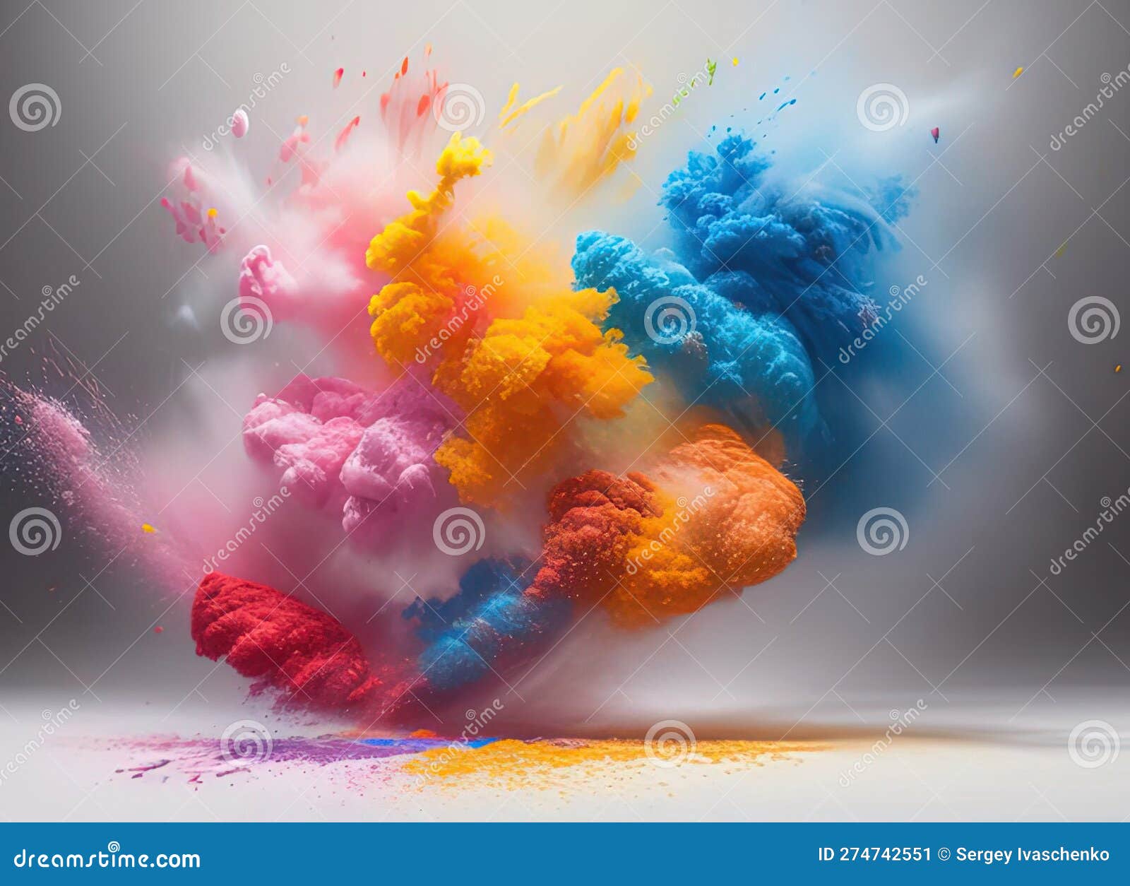 Abstract Colorful Powder, Illustration. Explosion of Multicolored ...