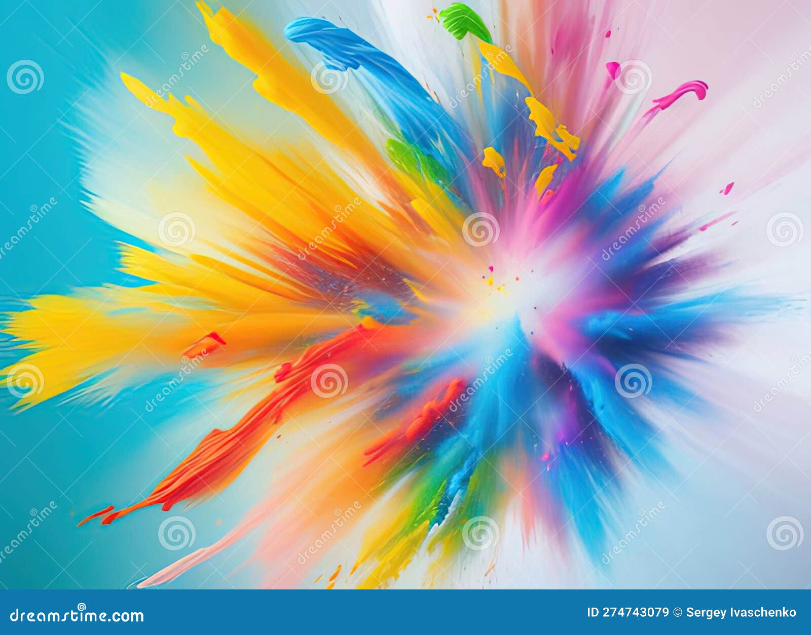Abstract Colorful Powder, Illustration. Explosion of Multicolored ...