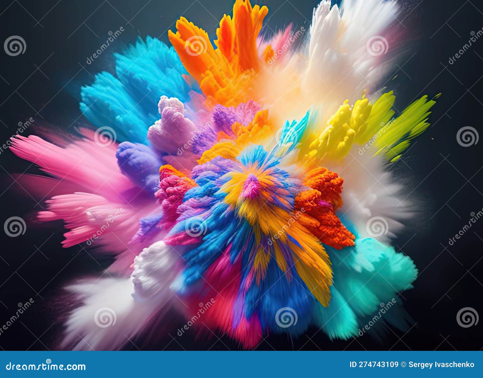 Abstract Colorful Powder, Illustration. Explosion of Multicolored ...