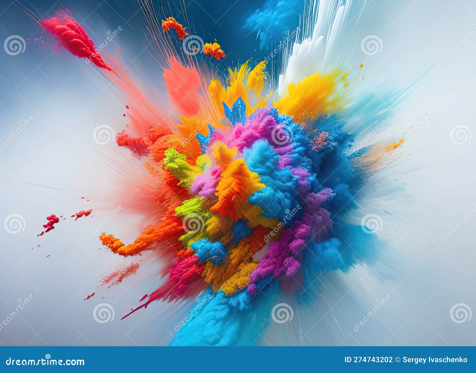 Abstract Colorful Powder, Illustration. Explosion of Multicolored ...