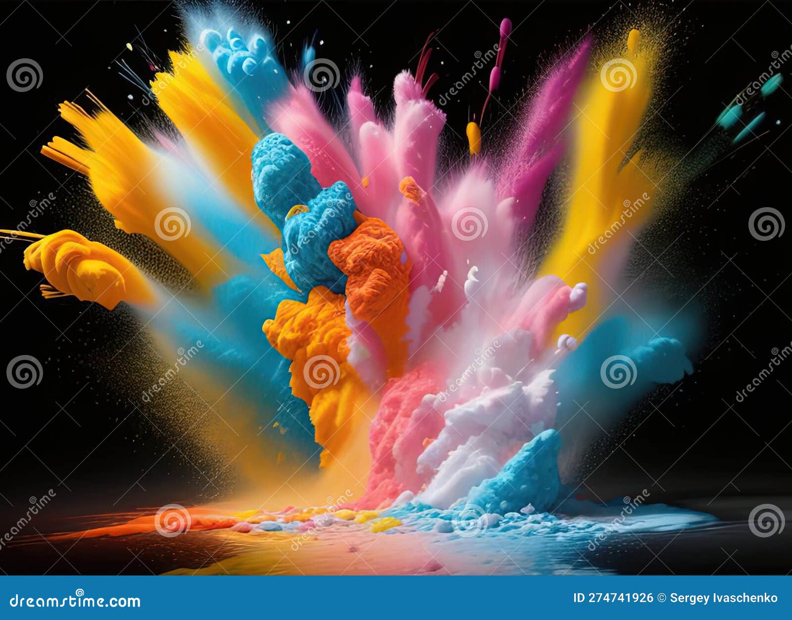 Abstract Colorful Powder, Illustration. Explosion of Multicolored ...