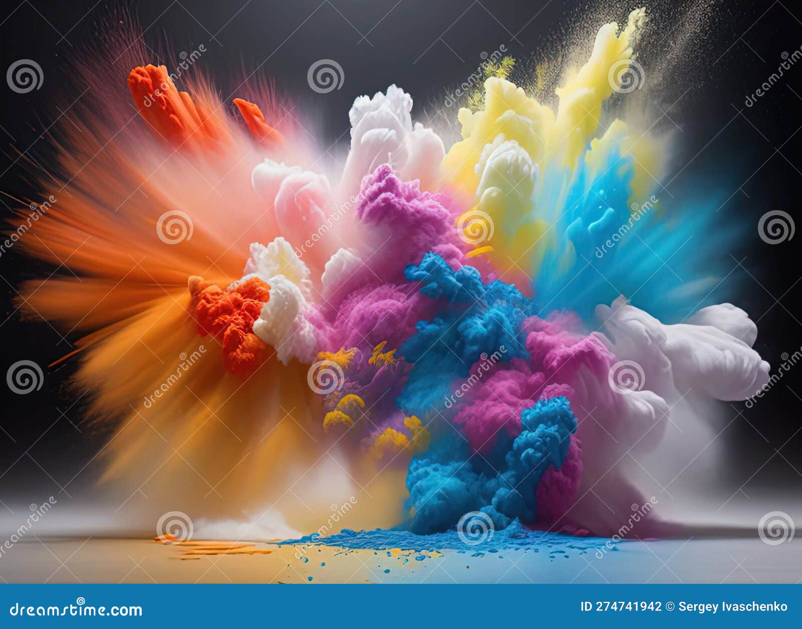 Abstract Colorful Powder, Illustration. Explosion of Multicolored ...