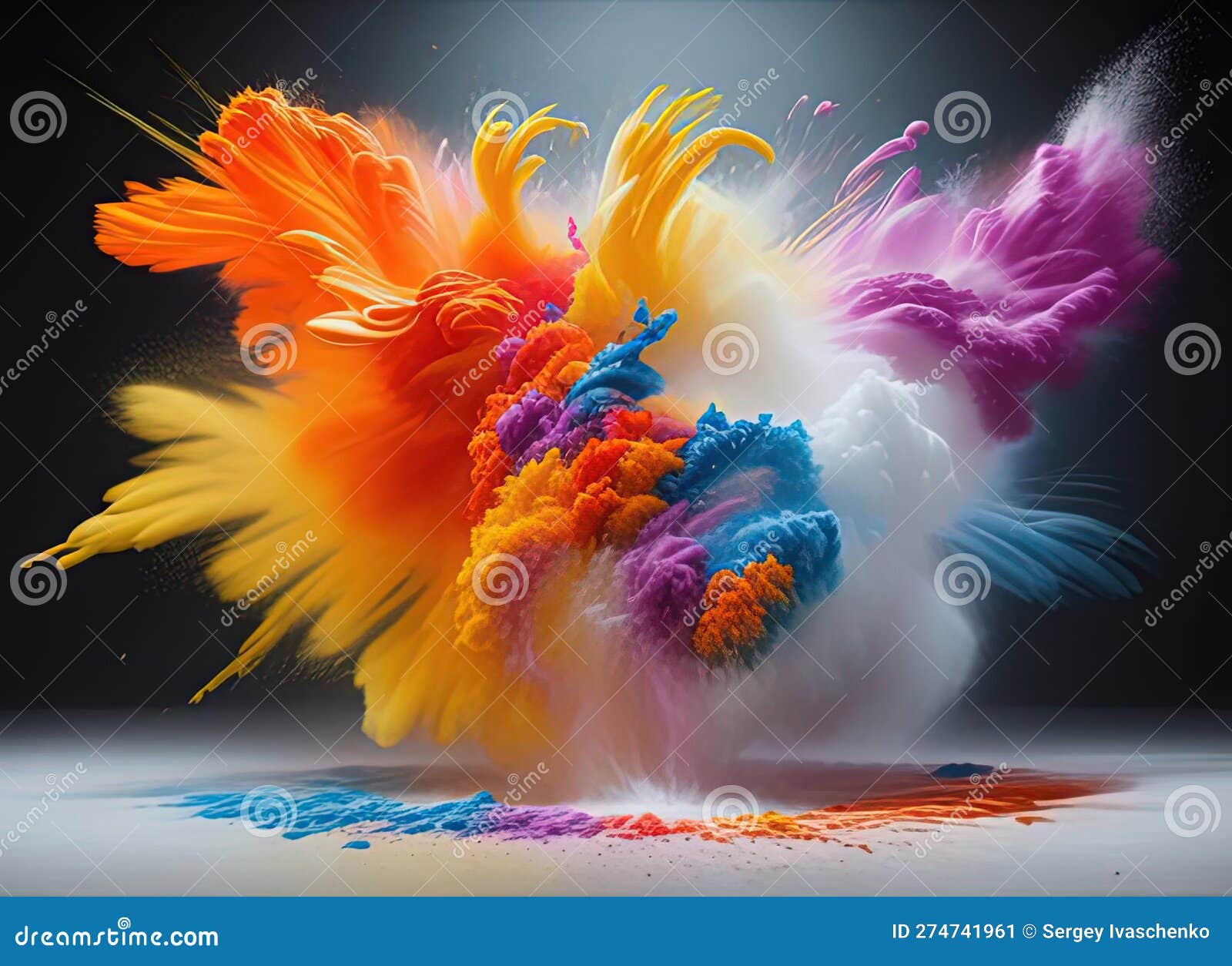 Abstract Colorful Powder, Illustration. Explosion of Multicolored ...