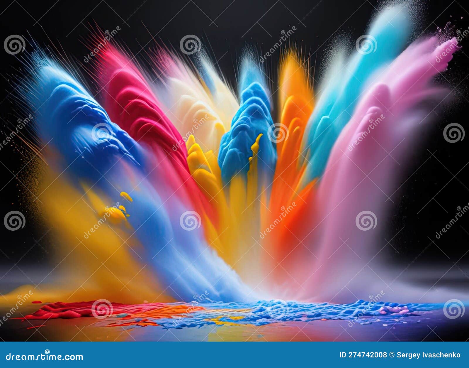 Abstract Colorful Powder, Illustration. Explosion of Multicolored ...