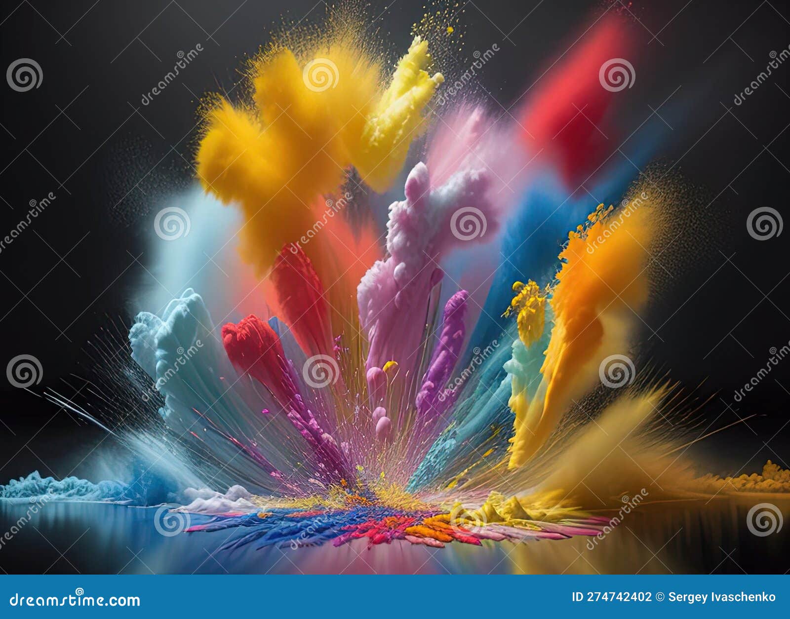 Abstract Colorful Powder, Illustration. Explosion of Multicolored ...