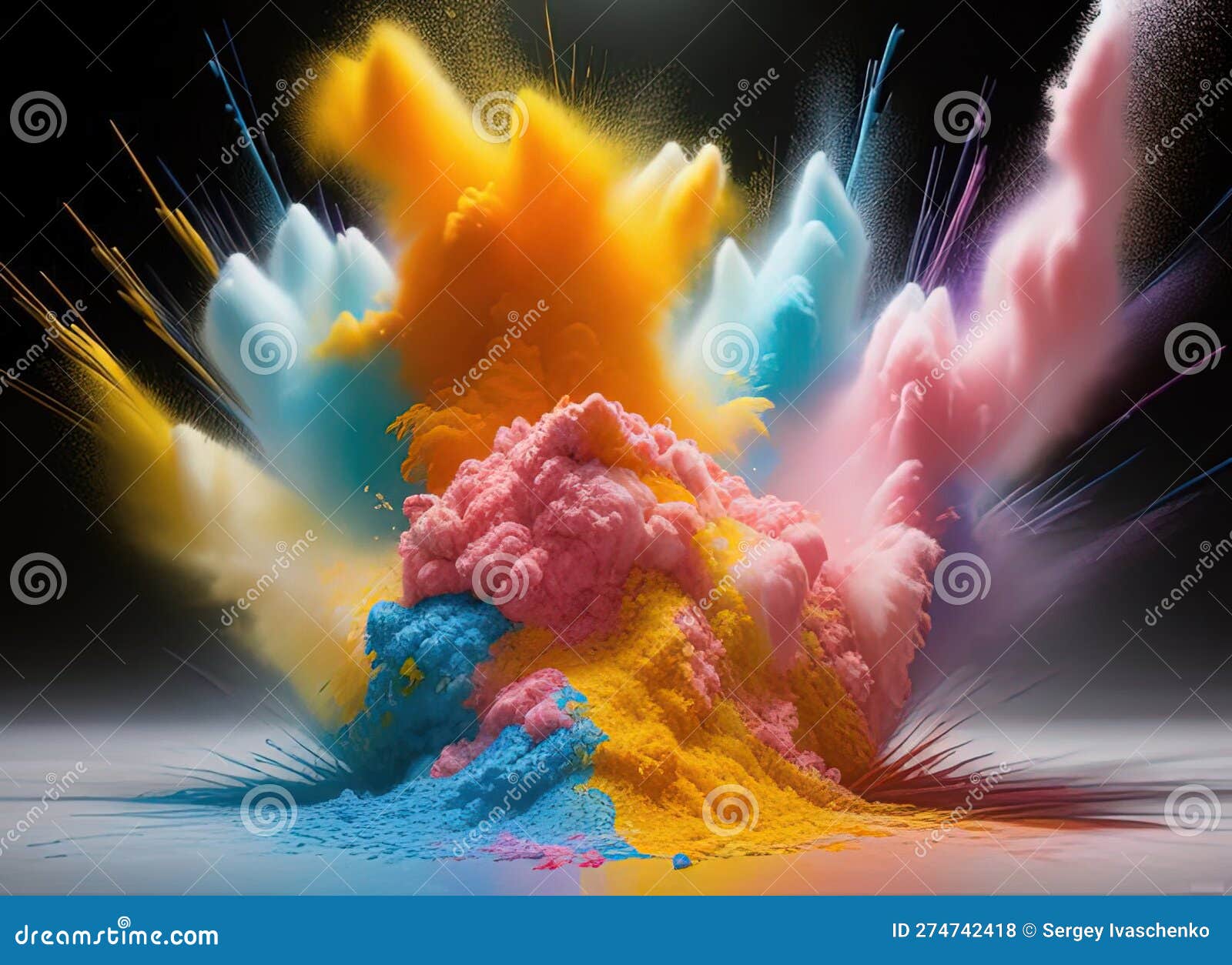 Abstract Colorful Powder, Illustration. Explosion of Multicolored ...
