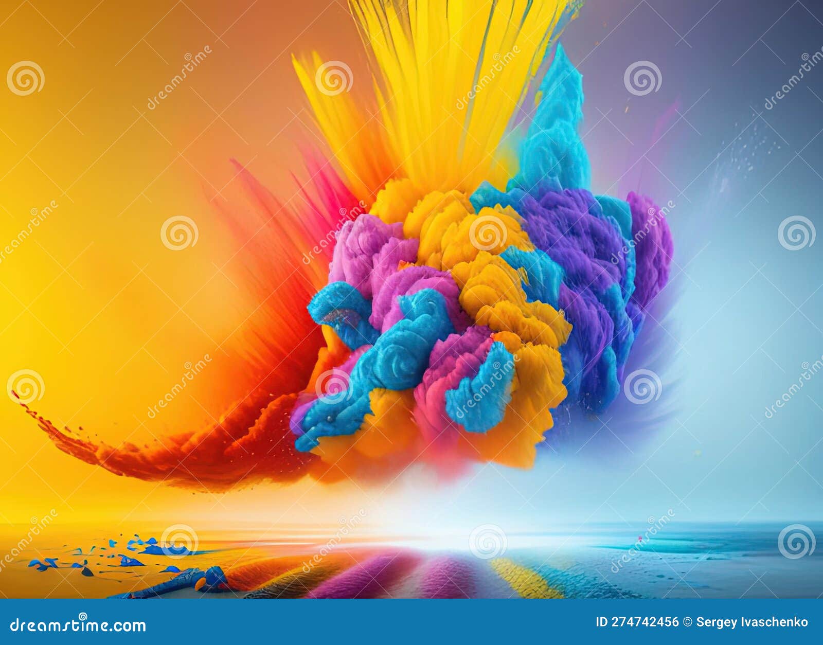 Abstract Colorful Powder, Illustration. Explosion of Multicolored ...