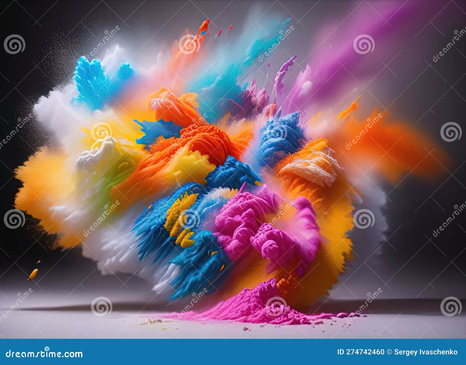 Abstract Colorful Powder, Illustration. Explosion of Multicolored ...