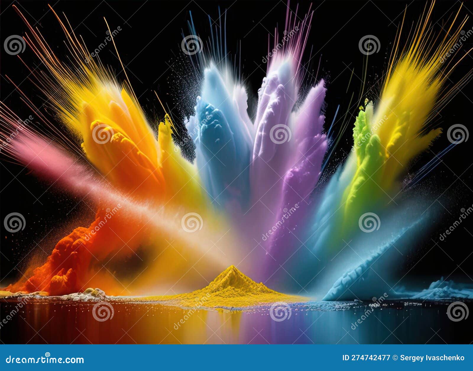 Abstract Colorful Powder, Illustration. Explosion of Multicolored ...