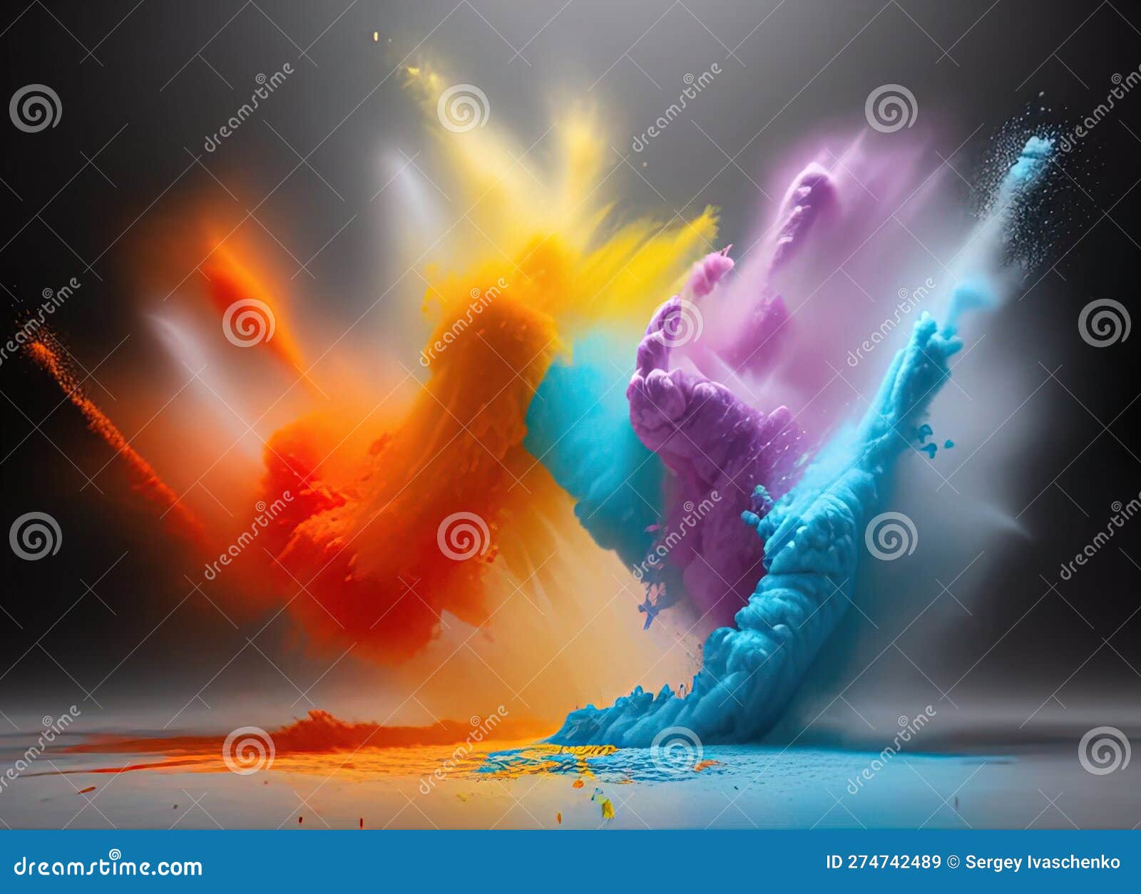 Abstract Colorful Powder, Illustration. Explosion of Multicolored ...