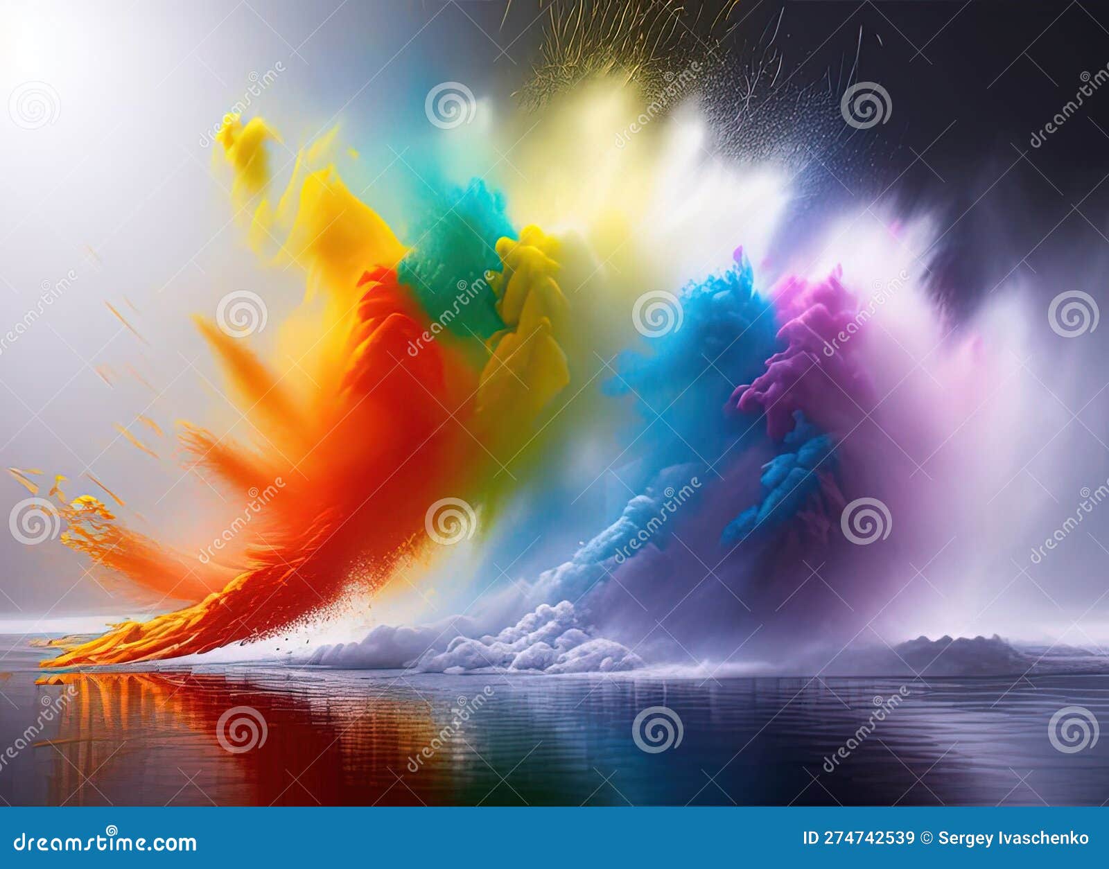 Abstract Colorful Powder, Illustration. Explosion of Multicolored ...